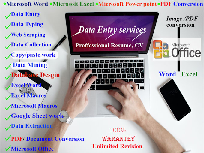 Do data entry in ms word, excel, and pdf conversions, by Muhammadnoma961 | Fiverr