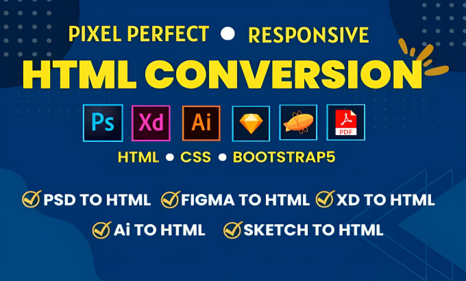 Convert Psd To Html Xd To Html Figma To Html Css Bootstrap5 Responsive Website By Tushar
