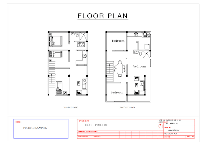 Design 2d floor plans, elevation, and sections in autocad by ...