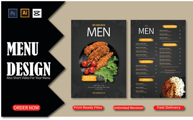 Design restaurant menu, food flyer, menu card and poster design by ...