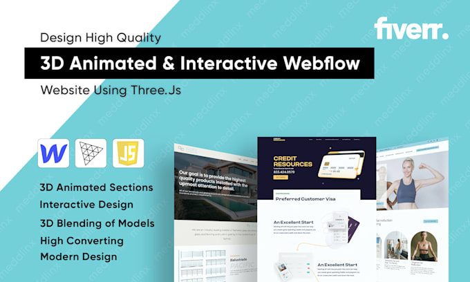 Design high quality 3d animated and interactive webflow website by Meddlinx | Fiverr