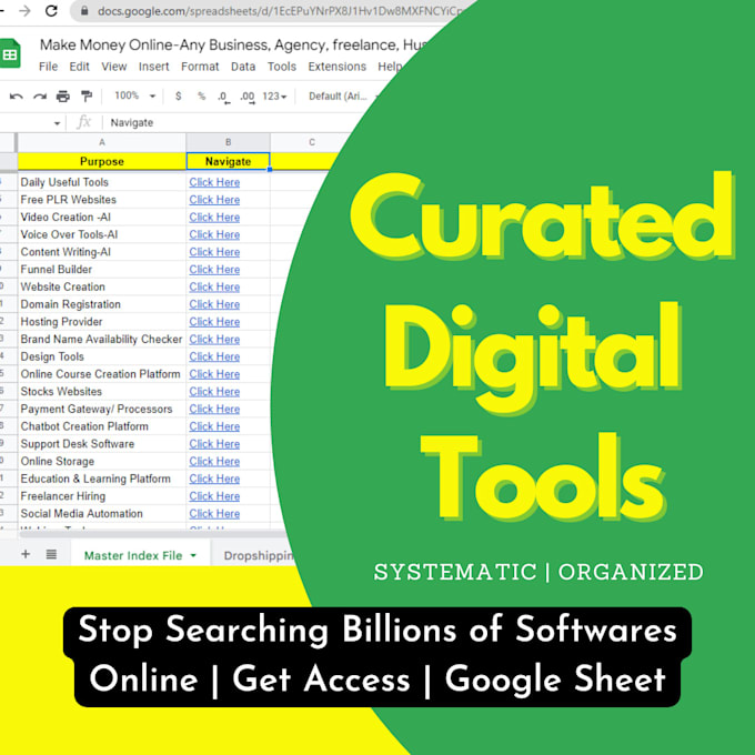 Give the list of curated digital tools a google sheet by Supermrm | Fiverr