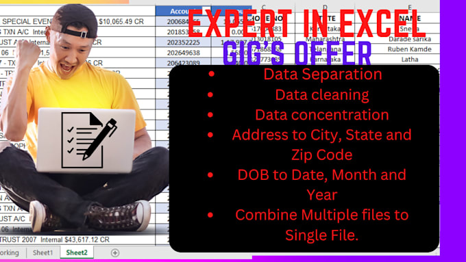 Separate, clean, merge the data in ms excel by Rajendra1994 | Fiverr