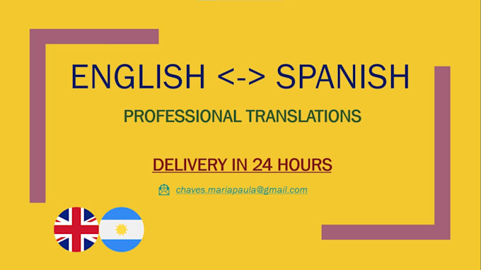 Translate english to spanish and vice versa by Mpaulachaves | Fiverr