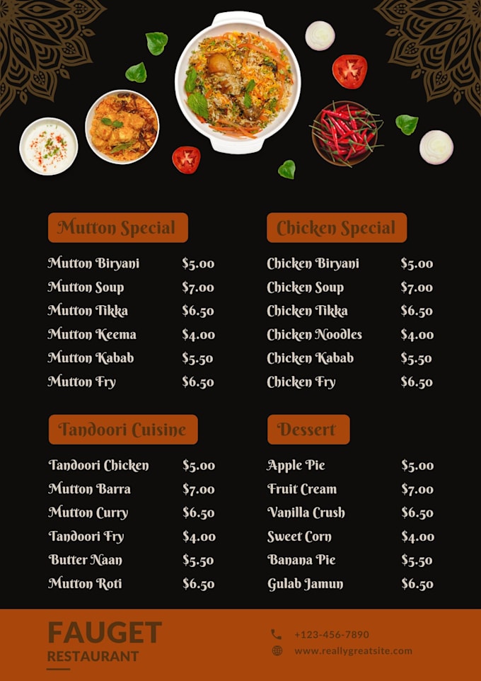 Design modern, pro and intriguing menu design for orders by Ktronwilly ...