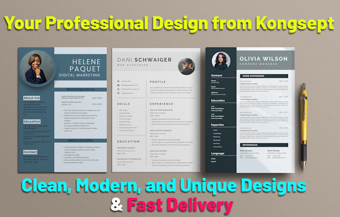 Design a professional cv, resume, cover letter and rewrite by Kongsept ...