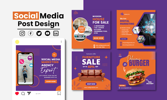 Do instagram, facebook, twitter post design in 24 hours by ...