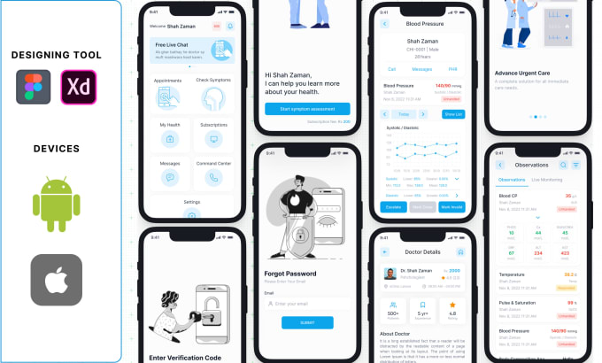 Creative Mobile App Ui Design Prototype In Figma Healthcare By Sheezu900 Fiverr 8647