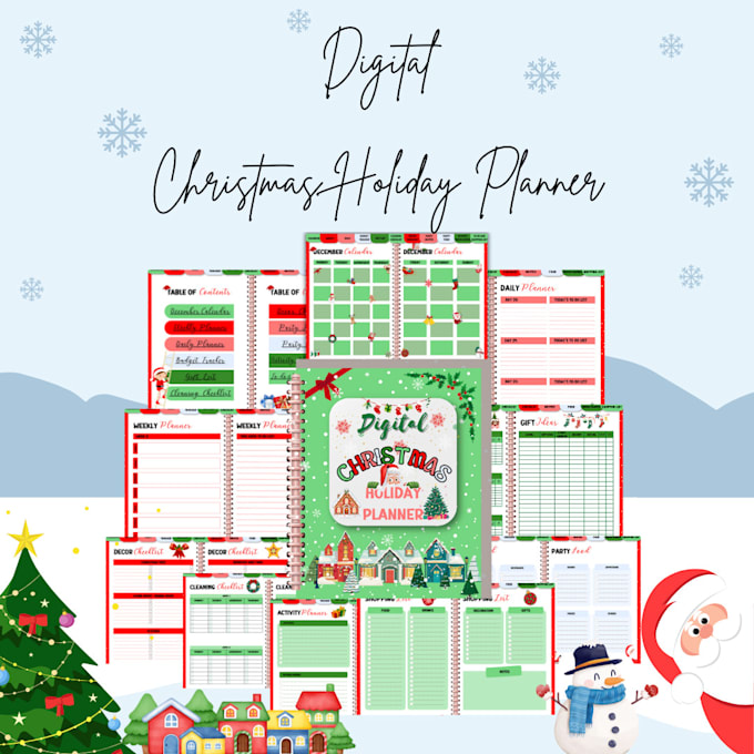 Send a hyperlinked digital christmas holiday planner by Mylenemamaril ...