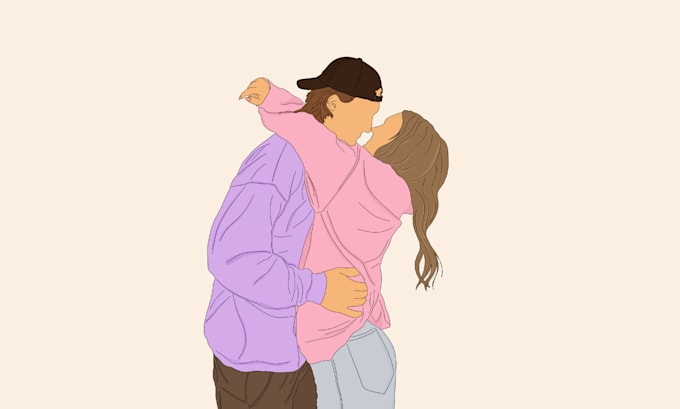 Draw vector minimalist couple illustration portrait by Brown_girl_21 ...