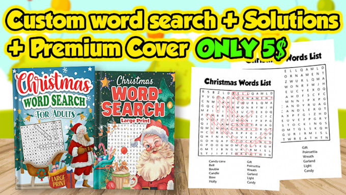 Create niche based word search puzzle books with solutions for amazon ...