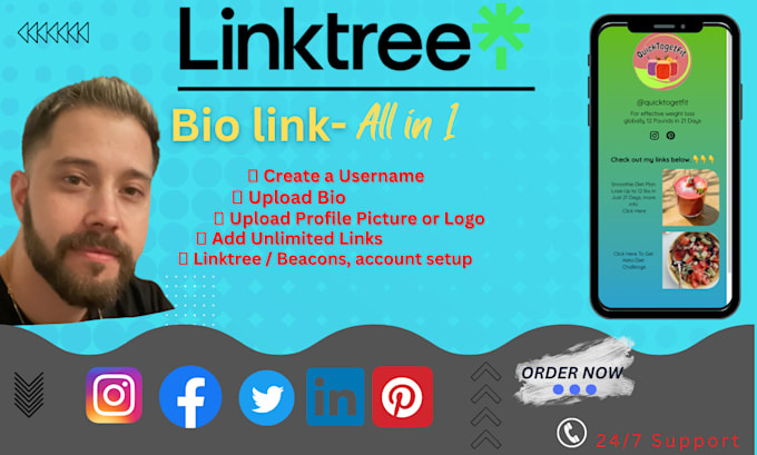 Setup and customize linktree becons bio link landing page by Dandesign22 | Fiverr