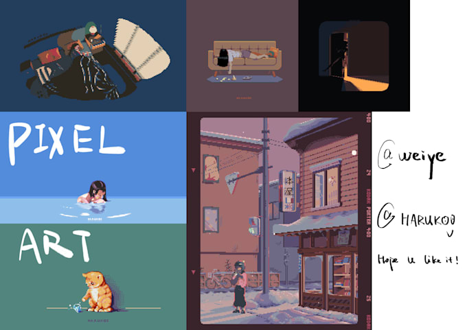 Create pixel art scenes and illustrations by Haruko0 | Fiverr