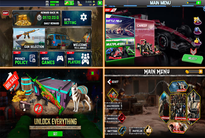 Do complete game ui ux design by Getfly_studio | Fiverr