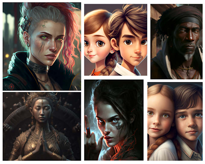 Create a professional digital art with creativity, quality, character ...