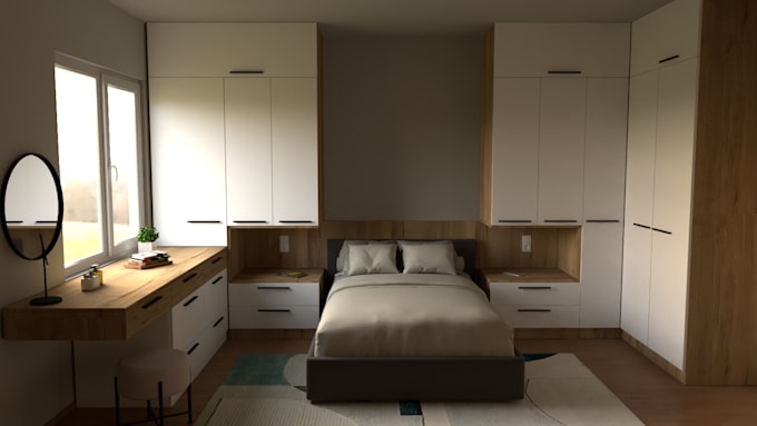 Design your bedroom in 2d 3d by Das_studio_ | Fiverr