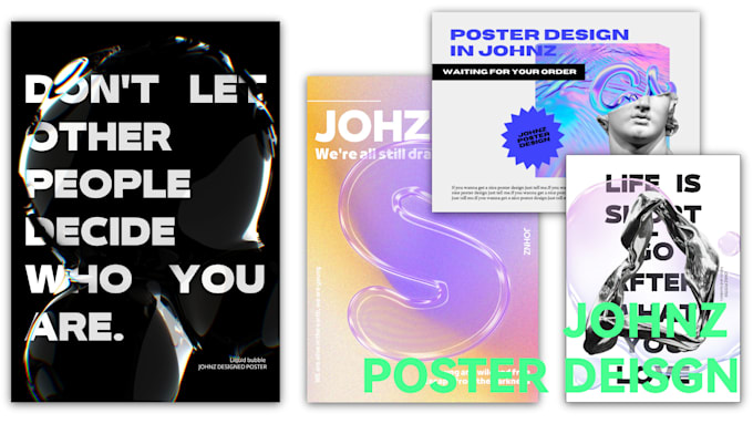 Create a beautiful poster in acid punk and art style by Johnzstudio ...