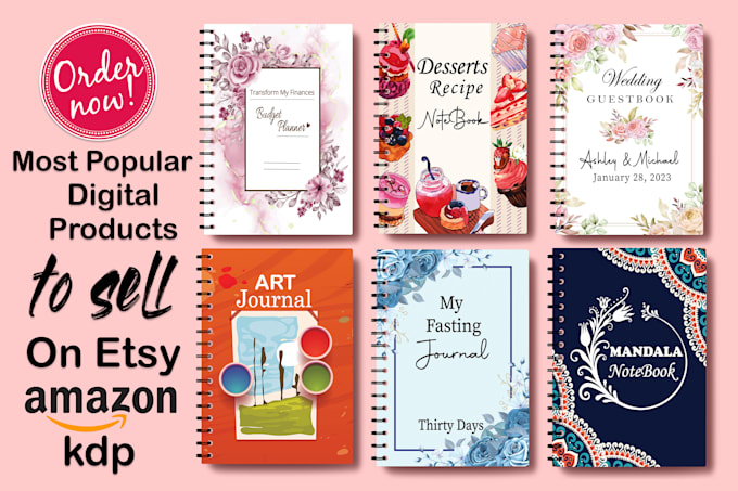 Design custom digital planner, journal, notebook cover for etsy by ...