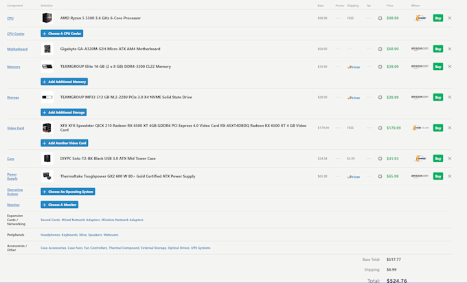 Create a computer component list for you by Declan3093 | Fiverr
