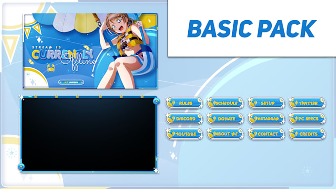 Create cute or anime stream overlays for vtuber and streamer by Zentich ...