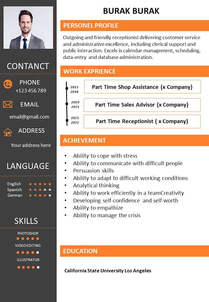 Edit your resume, cv on a catchy, specially designed template for you by Burak_hz | Fiverr