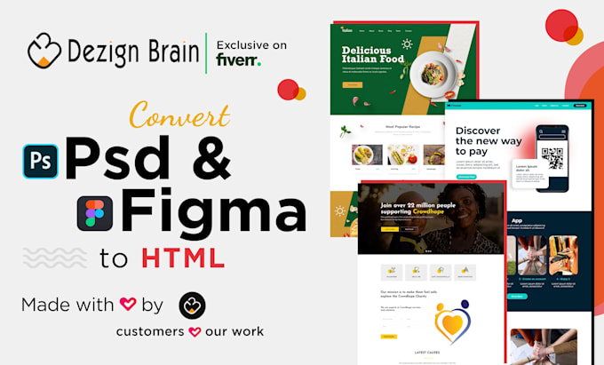Convert psd to html css bootstrap, responsive by Anshuhota | Fiverr