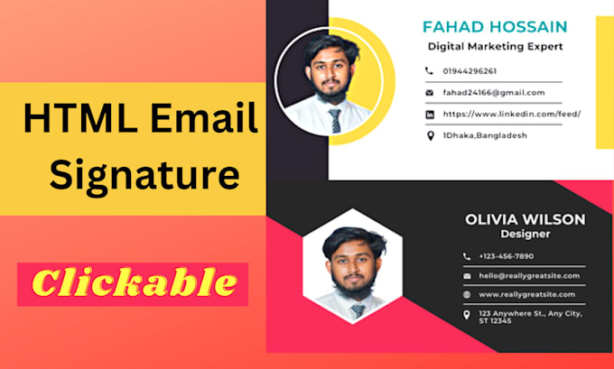 Create email signature clickable html email signature by Fahaddis04 | Fiverr