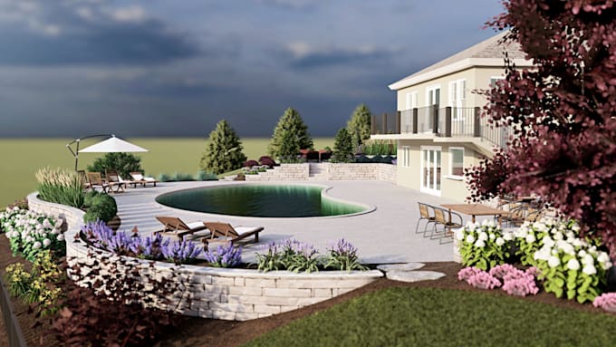 Give you a realistic 3d visualization of your landscape design plans by ...