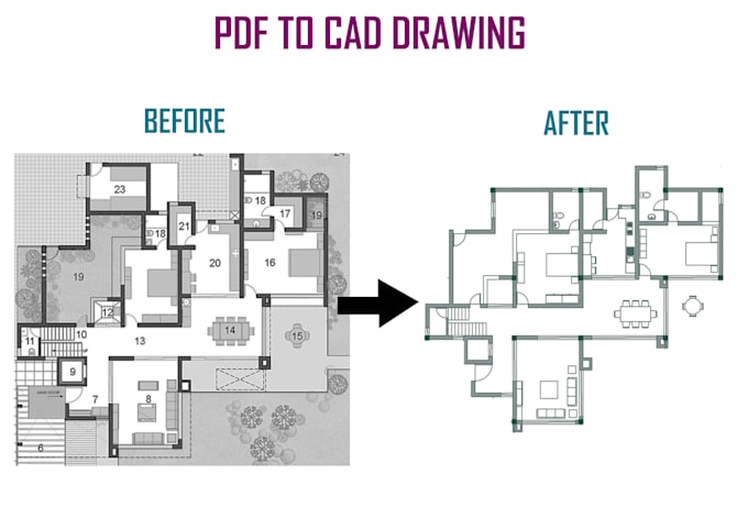 Convert pdf, blueprint sketch, jpg to autocad, cad, dwg by Sajidss954 | Fiverr