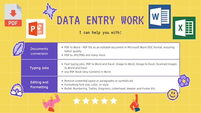 Do typing jobs, documents conversion, data entry work by Sherylmariano ...