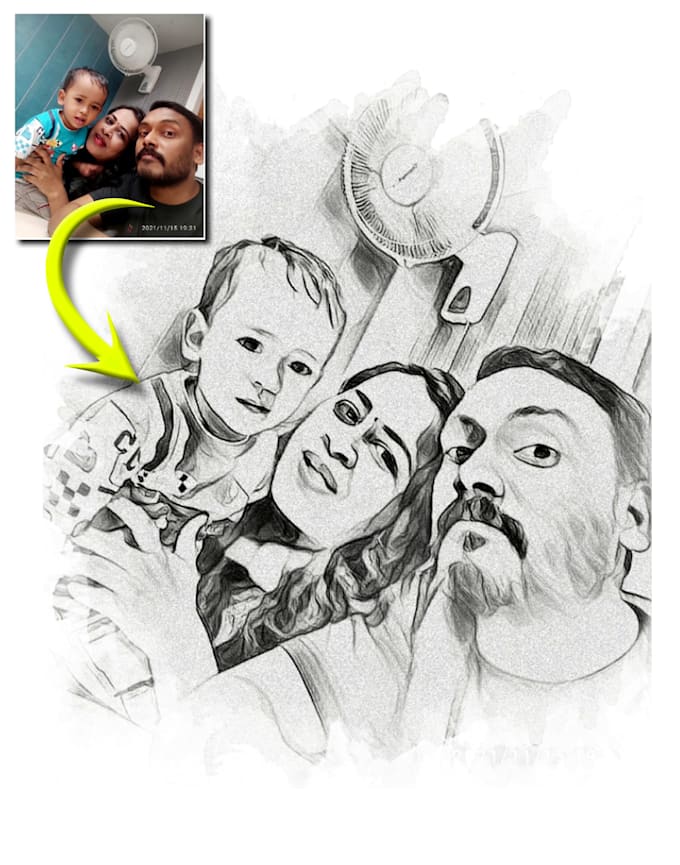 Draw pencil sketch portraits from photos and line art digitally by ...