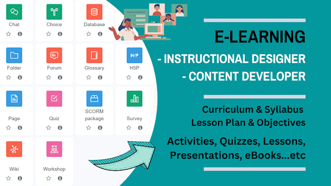 Develop online course content scorm h5p and design elearning curriculum ...