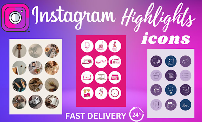 Create custom instagram story highlights cover icons 24h by Malshika_2 ...