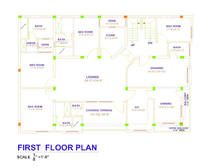 Be your architect, draftsman for house plans, 2d floor plan by ...