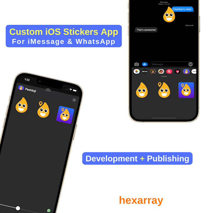 Create you a static or animated ios stickers pack app for imessage and whatsapp by Hexarray | Fiverr