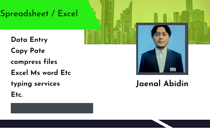 Spreadsheet or excel data entry by Jaenalabidin1 | Fiverr