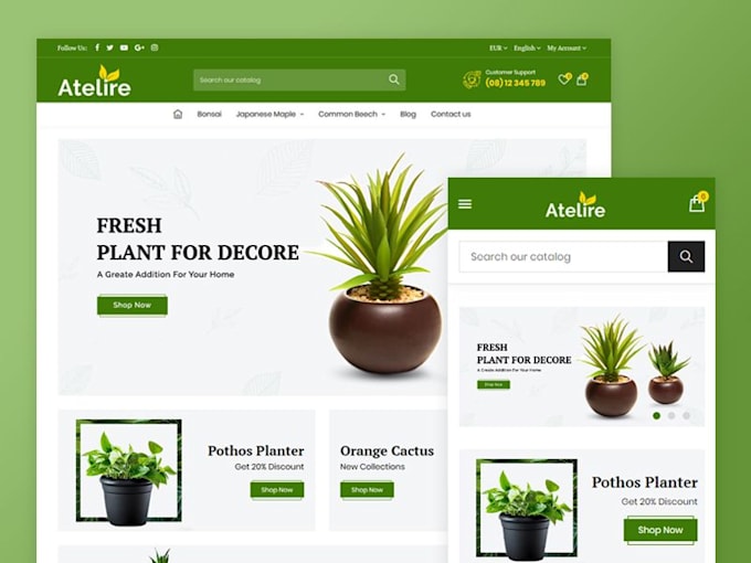Design a plant store website, flowers garden website lawn care website ...