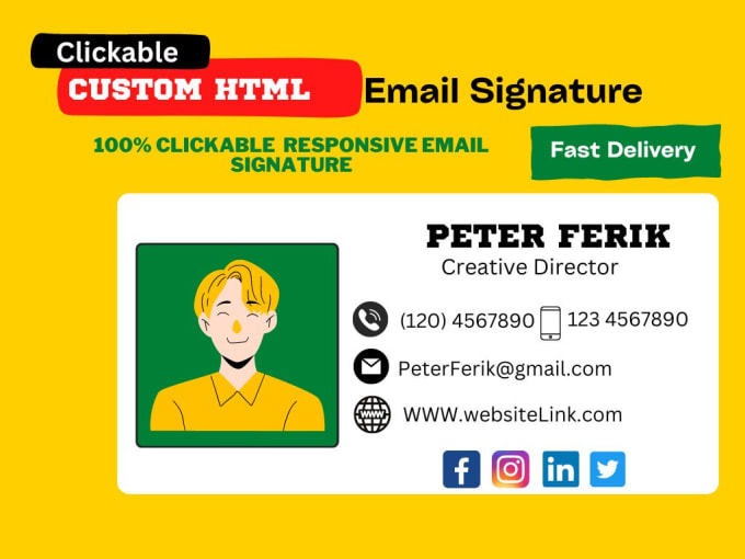 Create clickable and responsive html email signature by Javeria4731 ... Create clickable and responsive html email signature by Javeria4731 ...