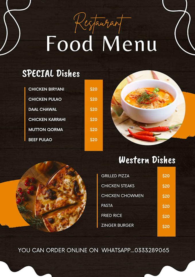 Design restaurant menu and food menu for you in 1 day by Zainabazam4 ...
