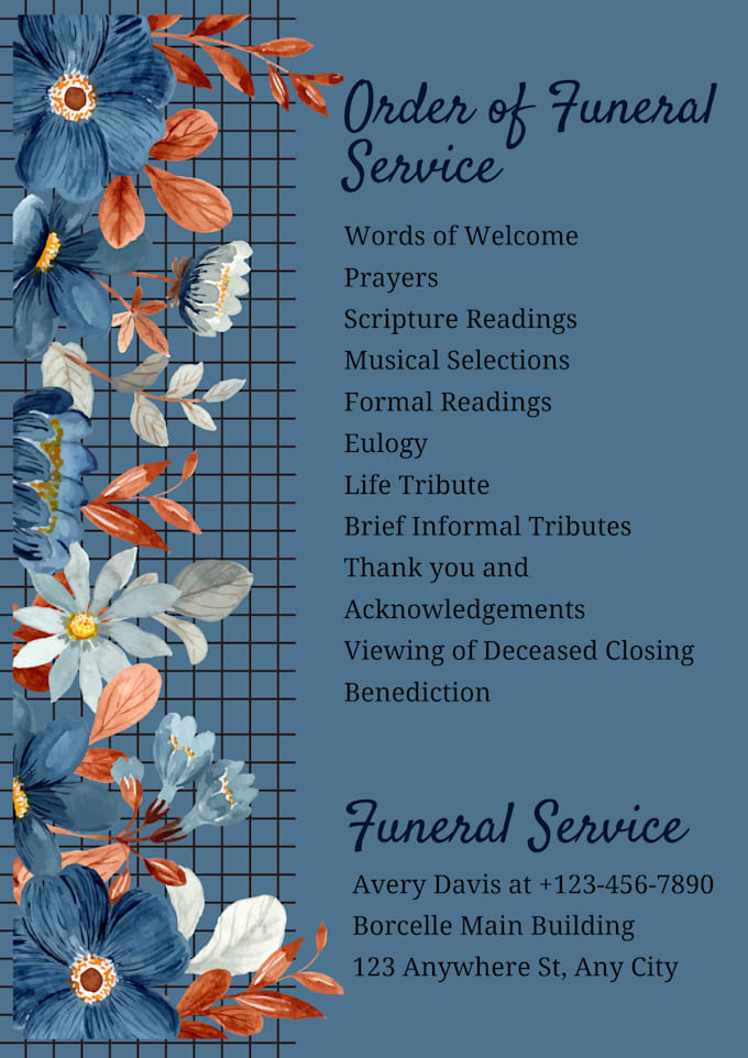 Design a funeral order of service, flyer, obituary graphics in 24 hours ...