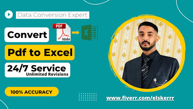 Convert your pdf file into excel, data entry, copy paste by Elskerr ...