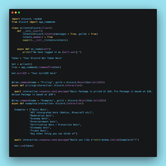 Create a custom discord bot for you by Fierystudios | Fiverr