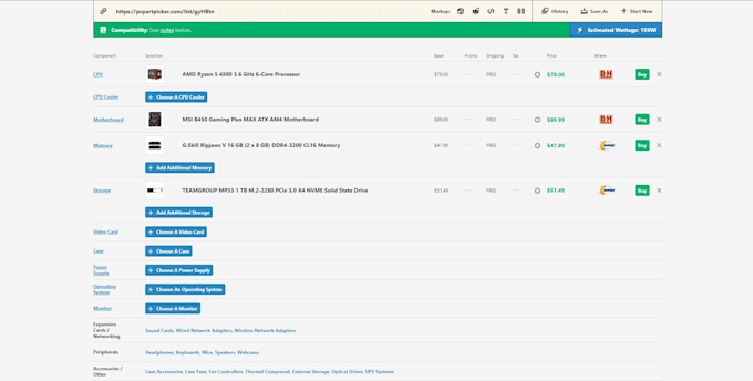 Make you a pc part picker list in a short period of time by Mon3yy132 ...