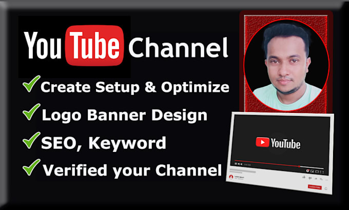 Create and setup youtube channel with logo banner design by Alamin99pro | Fiverr