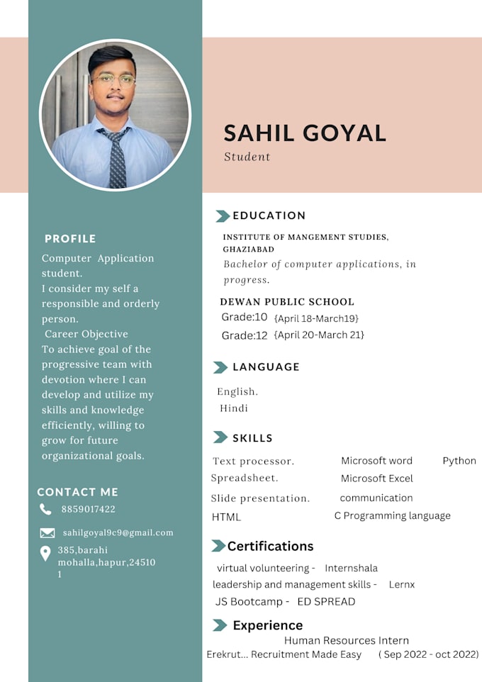 Do clean attractive resume design cv design by Sahilgoyal711 | Fiverr