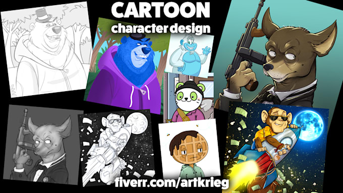 Create a cartoon character design by Artkrieg | Fiverr
