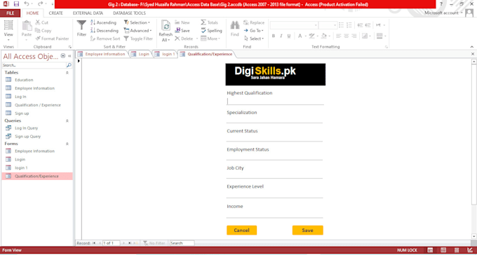 Create database application in microsoft access with attracting ui by Huzaifarahma367 | Fiverr
