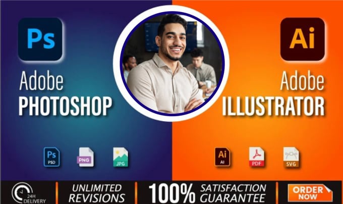 Professional graphic designing tasks using adobe illustrator, photoshop ...