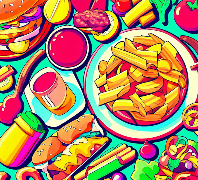 Do food pop art of your food by Izellejacobs4 | Fiverr