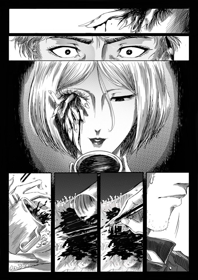 Draw professional horror manga pages for you by Joshysims | Fiverr